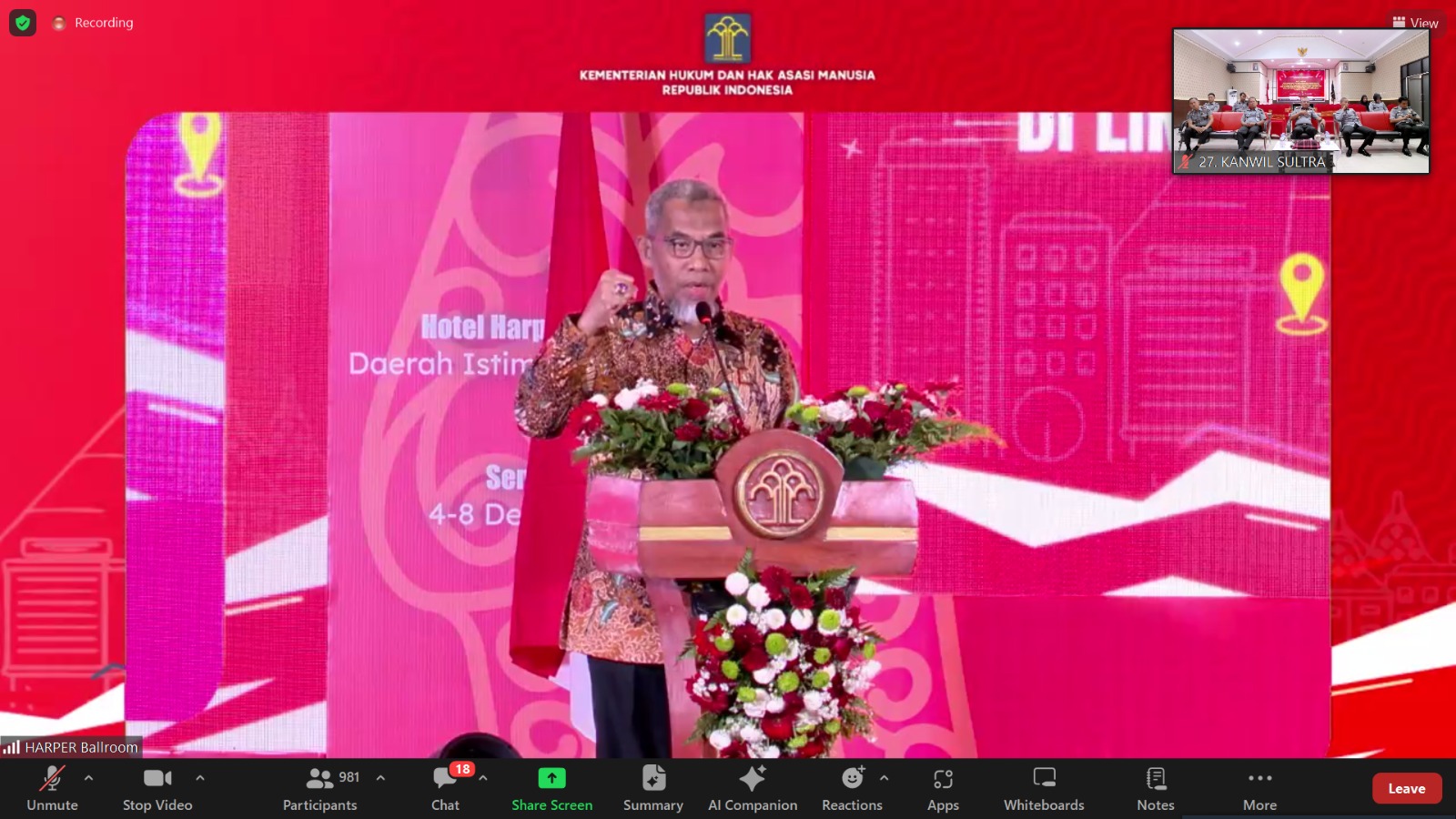 MonEv RKT-RB Triwulan IV Tahun 2023, Ir. Razilu: "Kemenkumham Harus ...